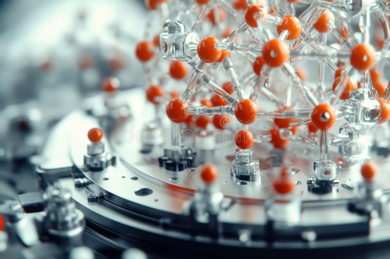 Complex Arrangement of Molecular Structures with Vibrant Orange Atoms ...