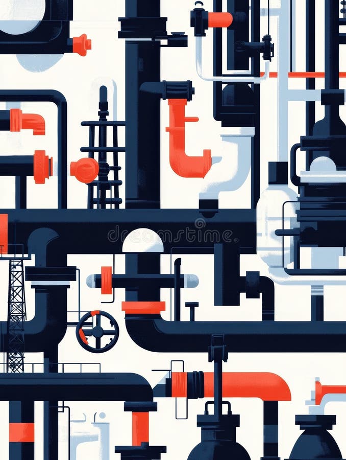 Geometric Industrial Pattern Showcasing Oil Tanks and Interconnected ...