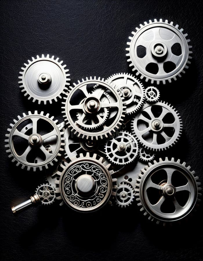Complex Arrangement of Silver Gears and Cogs Stock Photo - Image of ...