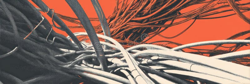 Illustration of Tangled Cables on a Vibrant Background with an Emphasis ...