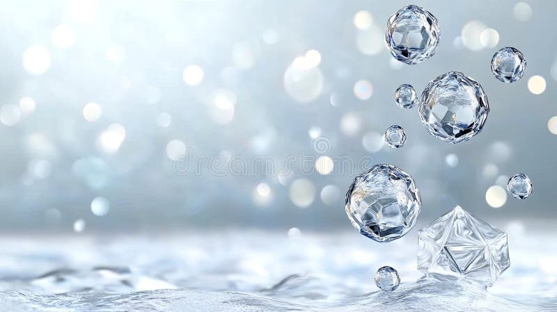 Complex Arrangement of Water Molecules Illustrated Against a Soothing ...