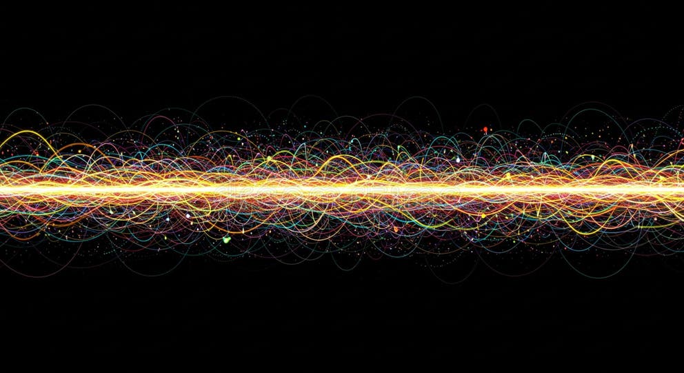 A Complex Array of Colorful, Overlapping Sine Waves Against a Black ...