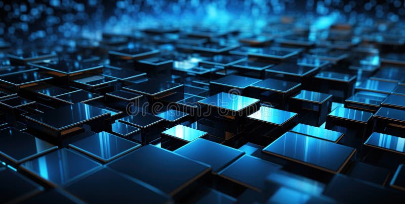 A Complex Array of Glowing Blue Cubes Creating a Surreal Cyberspace ... A Complex Array of Glowing Blue Cubes Creating a Surreal Cyberspace ...
