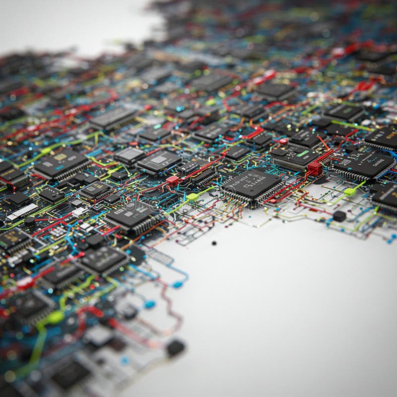 A Complex Array of Microchips and Circuit Boards Featuring Intricate ...