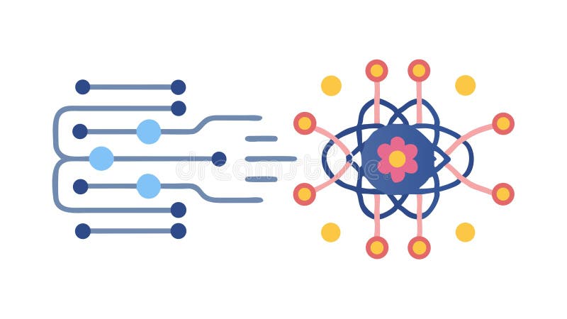 Complex Atomic Structure Icon, Quantum Physics Concept, Vector Design ...
