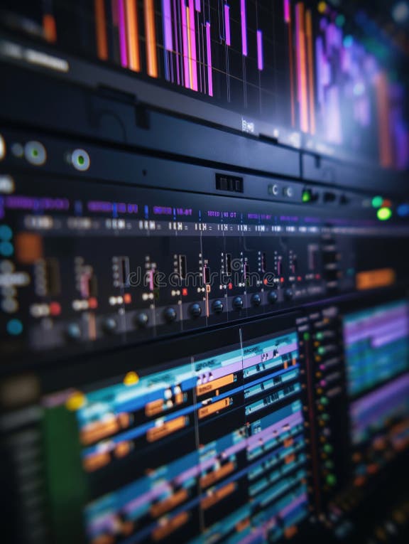 Complex Audio Processing System with Large Black Speaker, Mixer ...