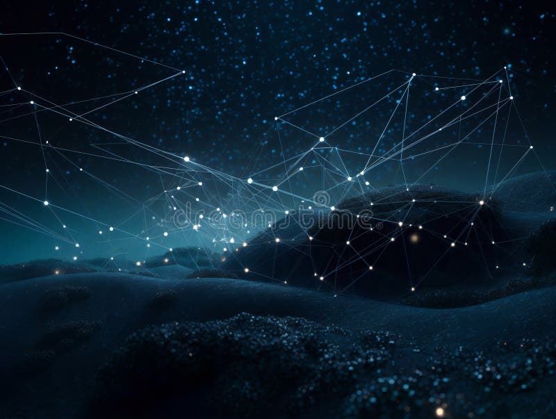 Interconnected Technology: Complex Background of Lines and Nodes Stock ...