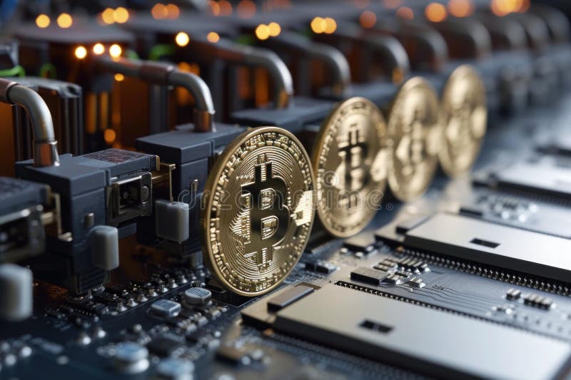 Complex Bitcoin Mining. Generate Ai Stock Illustration - Illustration ...