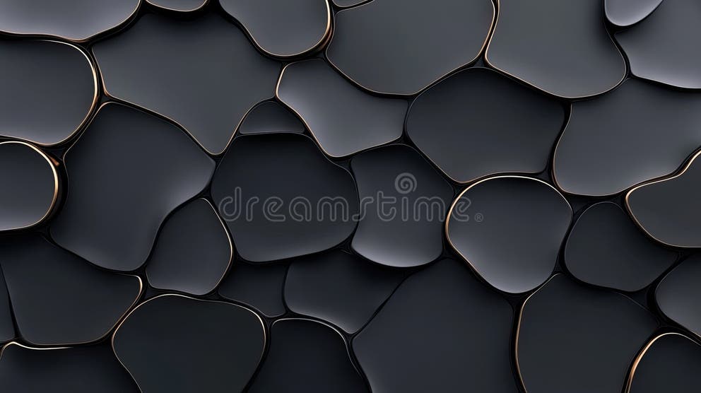Intricate Black Abstract Shapes Arranged on a Deep Black Background in ...