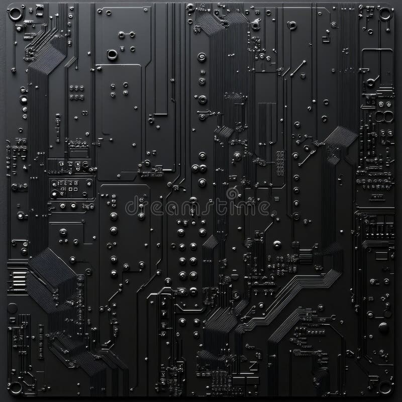 Complex Black Circuit Board Design Showcasing Detailed Electronic ...