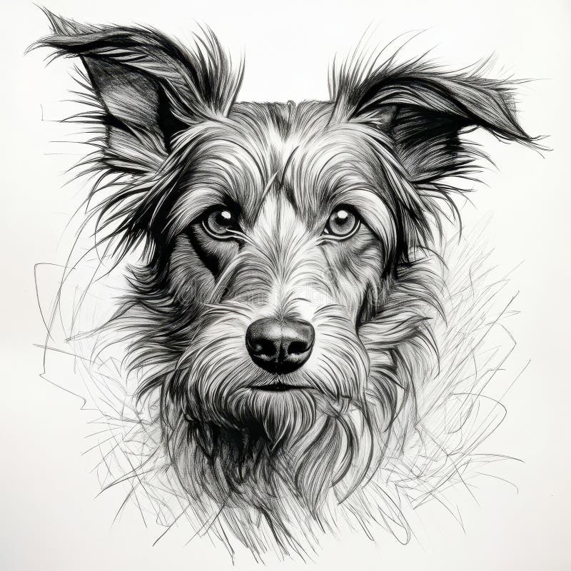 Complex Black and White Dog Illustration Stock Image - Image of line ...
