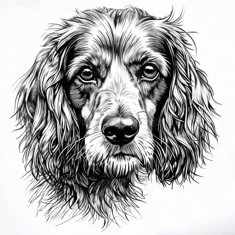 Complex Black and White Dog Illustration Stock Image - Image of graphic ...