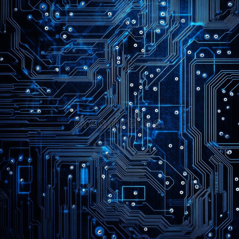 Complex Blue Circuit Board Design with Intricate Patterns and Network ...