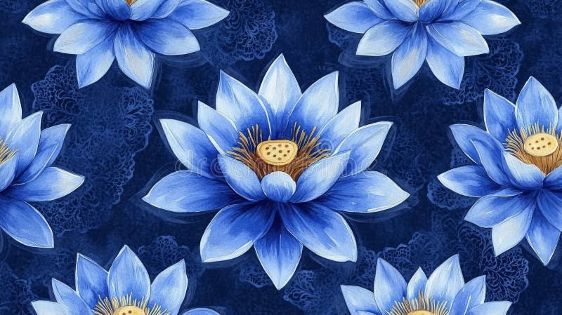 A Complex Blue Floral Mandala Design Featuring Watercolor Patterns ...