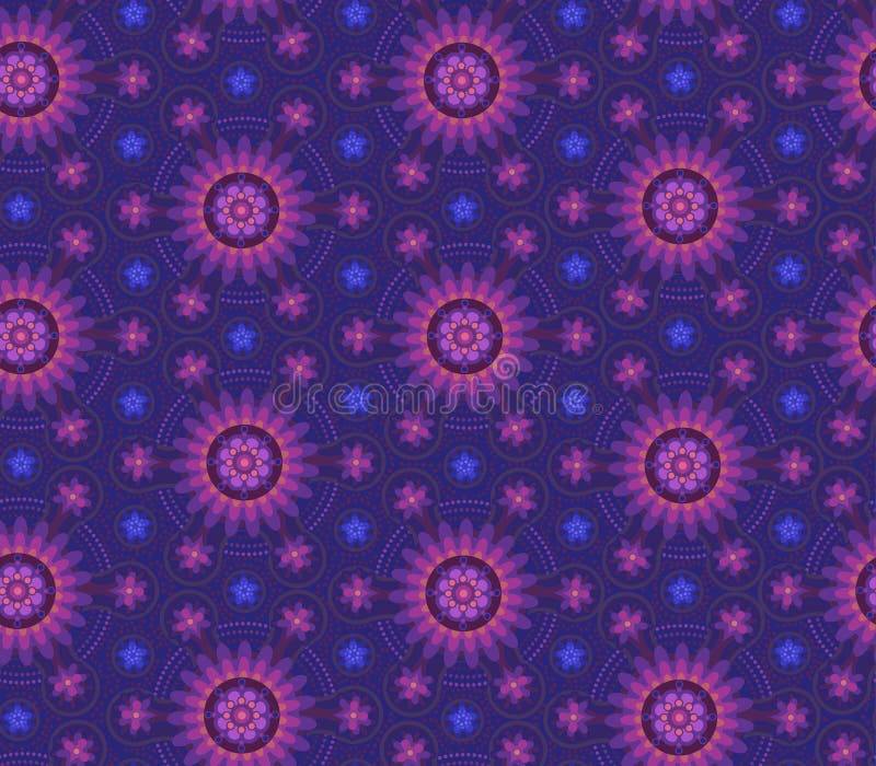 Complex Blue-violet Floral Pattern Stock Illustration - Illustration of ...