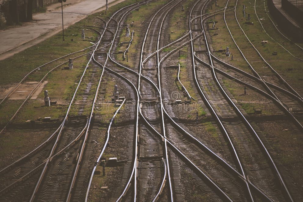 Complex Branching of Railway Tracks Stock Image - Image of form ...