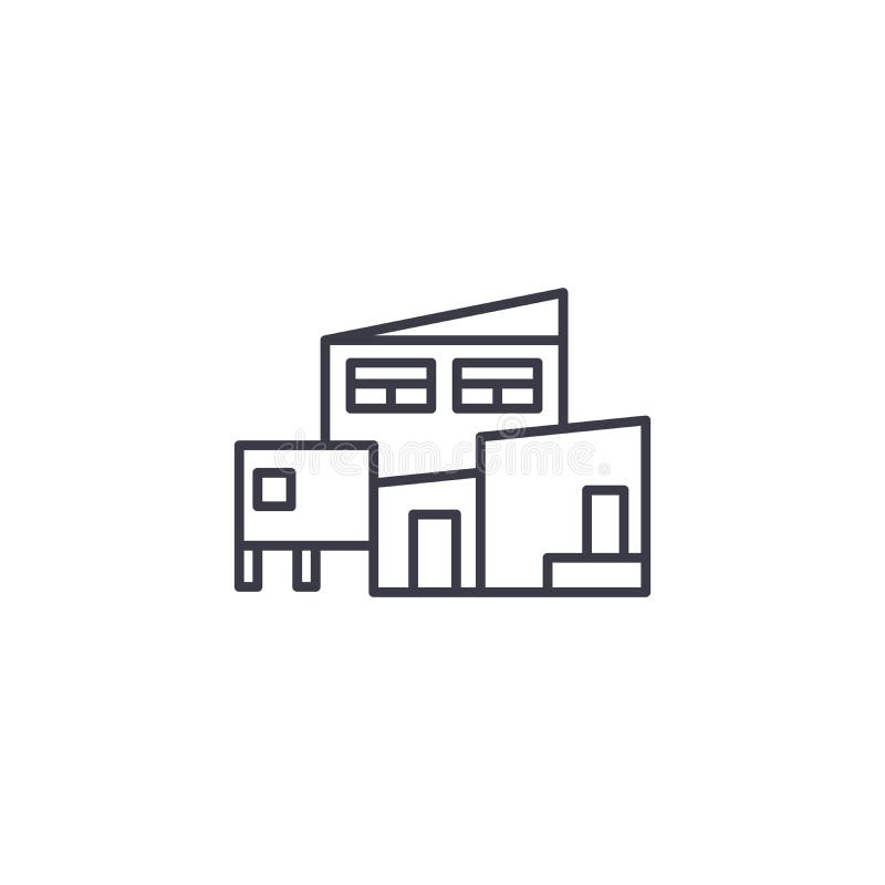 Complex of Buildings Linear Icon Concept. Complex of Buildings Line ...