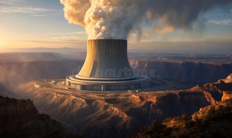 A Complex of Buildings for a Massive Modern Nuclear Power Plant Located ...