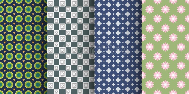 Complex Calm Seamless Pattern Backs in Set Stock Vector - Illustration ...