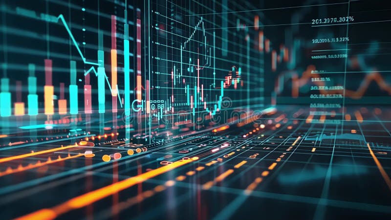 Futuristic Financial Data Flowing on Digital Interface Showing ...