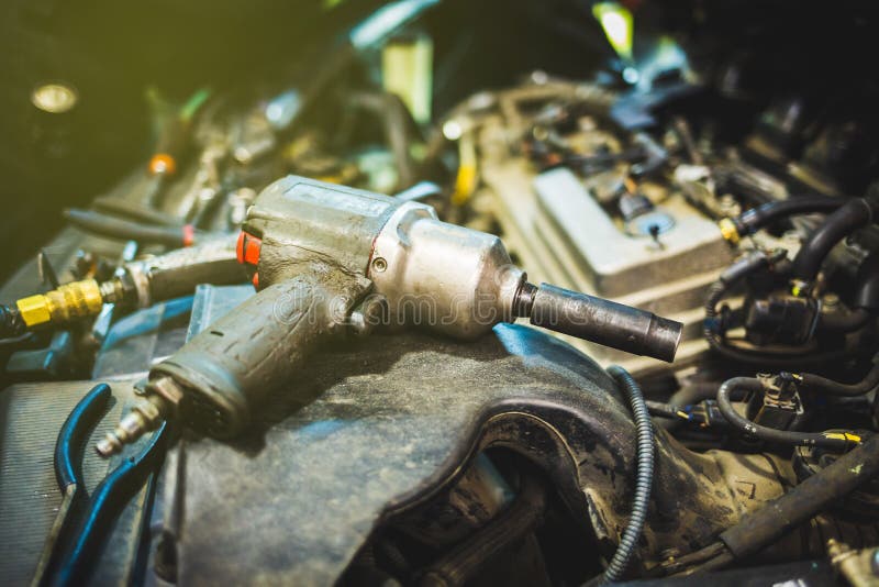 Complex Car Service Repair Inside Garage Stock Photo - Image of shop ...