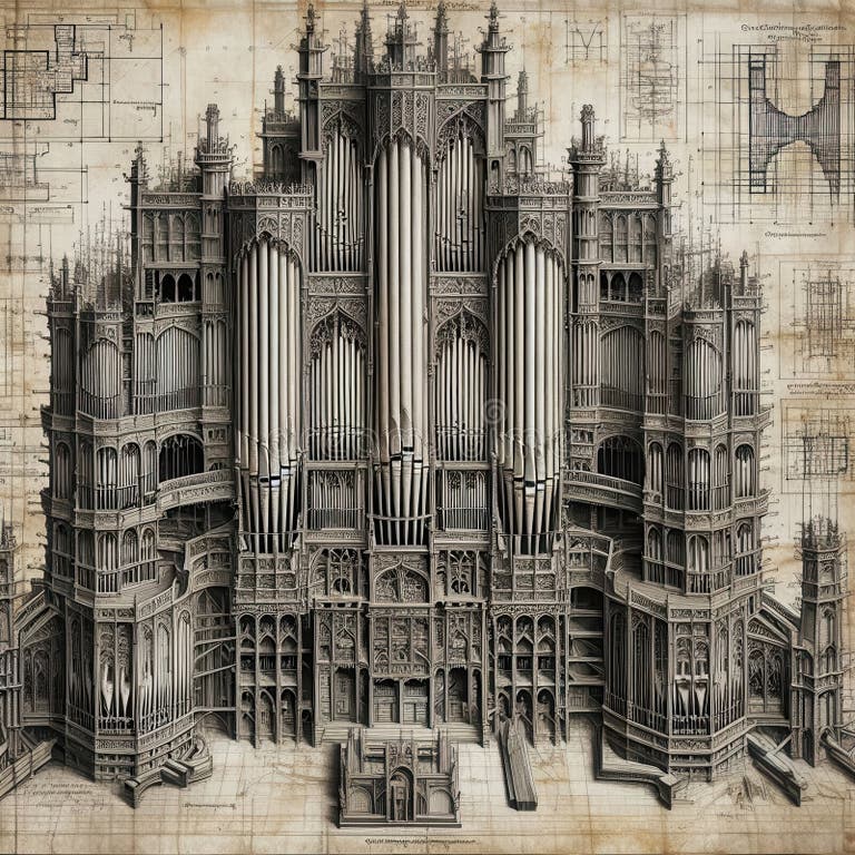 Technical Plan of Gothic Cathedral Organ Stock Illustration ...