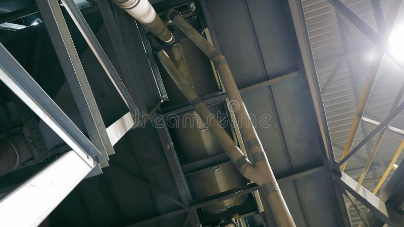 Complex Ceiling Framework in Industrial Building, Intricate Metal Beams ...