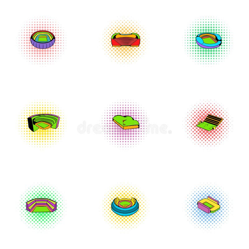 Complex for Championship Icons Set, Pop-art Style Stock Vector ...
