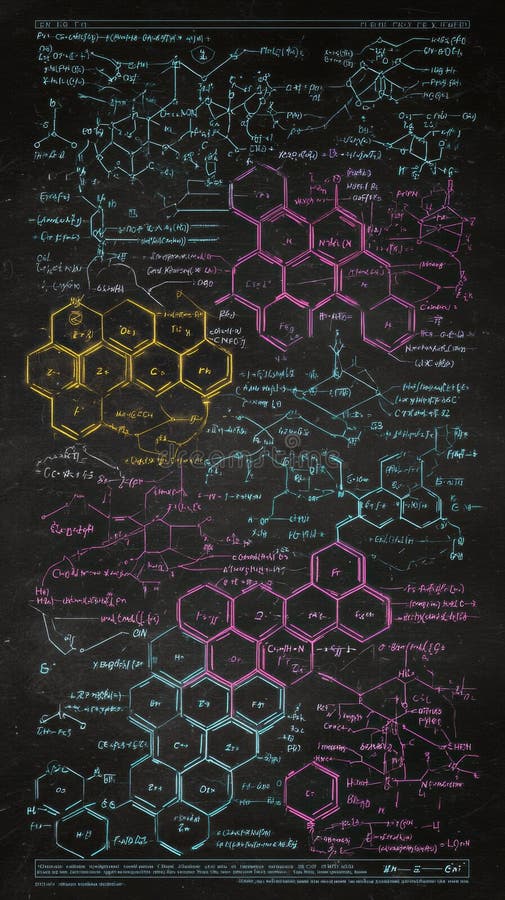 Complex Chemical Diagrams and Molecular Structures Illustrated on a ...