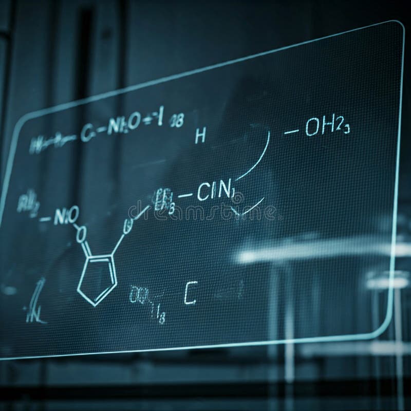 A Complex Chemical Formula Displayed on a Digital Screen in a ...