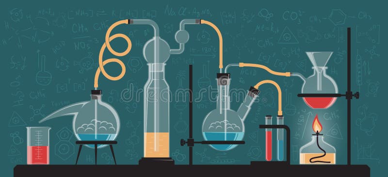 A Complex Chemical Reaction Stock Vector - Illustration of glassware ...