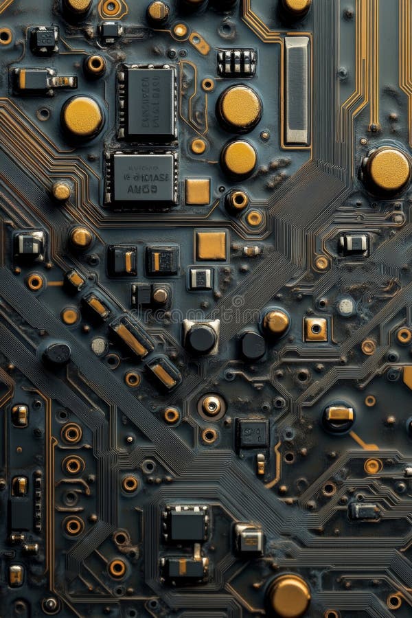 Complex Circuit Board Close-up View Stock Illustration - Illustration ...