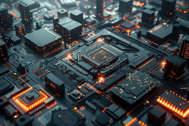 Complex Circuit Board, Illustrating the Integration of Artificial ...