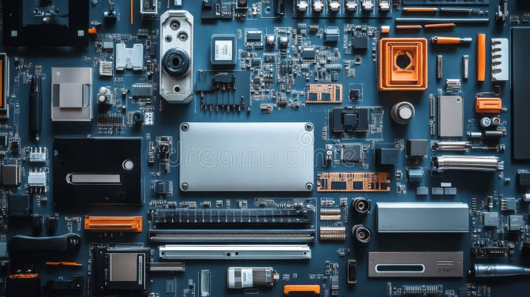 Complex Circuit Board with Integrated Components Stock Illustration ...