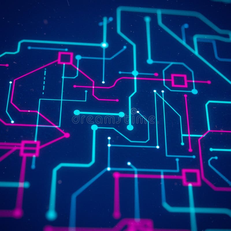 A Complex Circuit Board Pattern Featuring Interconnected Lines and ...