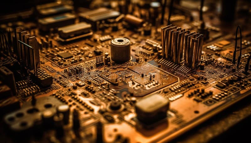 Complex Circuit Board Powers Futuristic Desktop Computer Generated by ...