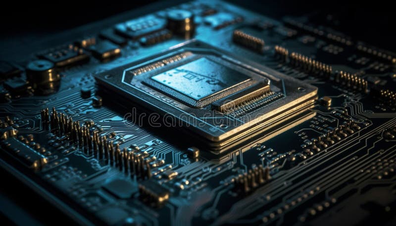 Complex Circuit Board Shows Futuristic Computer Technology Generated by ... Complex Circuit Board Shows Futuristic Computer Technology Generated by ...