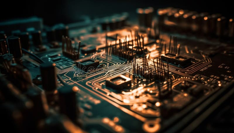 Complex Circuit Board with Working Computer Chip Generated by AI Stock ...