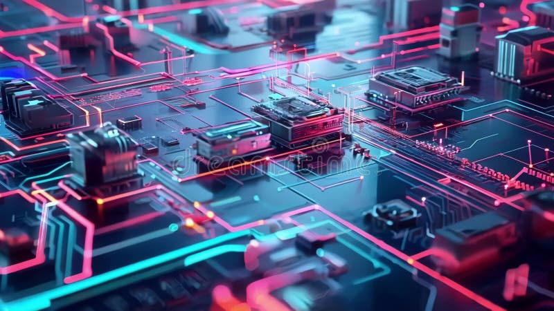 Complex Circuitry Activating with Glowing Lines Stock Footage - Video ...