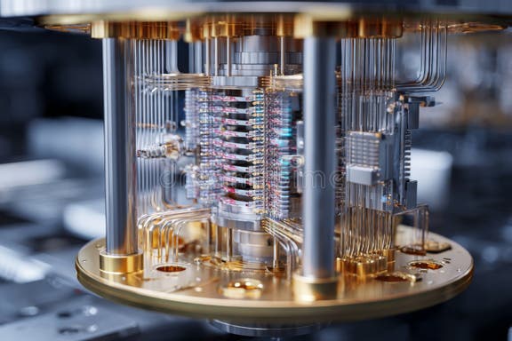 Complex Circuitry and Components are Visible in a Cutting-edge Quantum Computer Display ...
