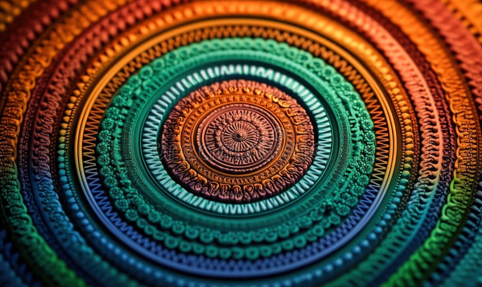 A Complex Circular Design Features Concentric Rings of Intricate ...