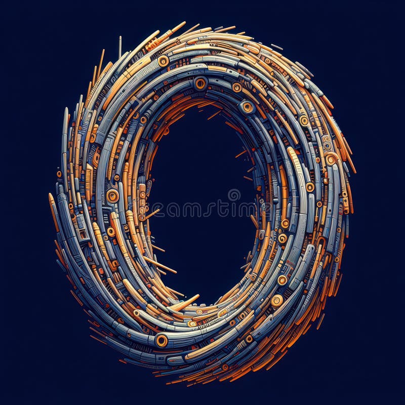 Complex Circular Design Made of Interconnected Metallic Elements ...