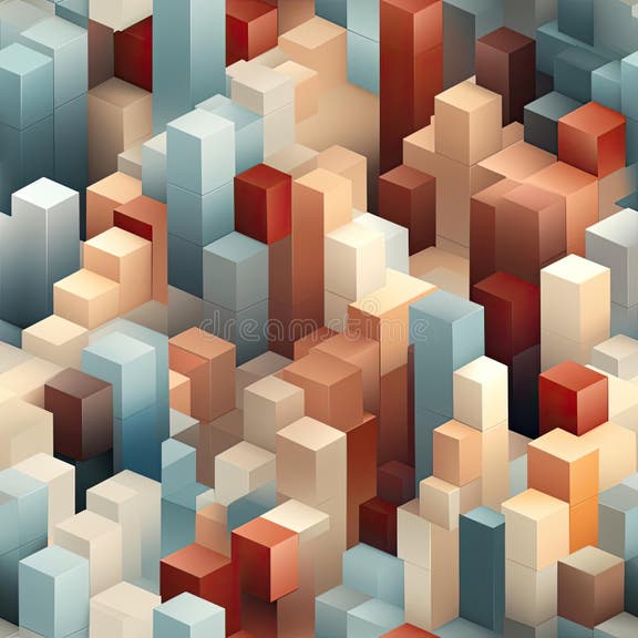 Complex City Blocks with Colorful Graphics and Isometric Perspective ...