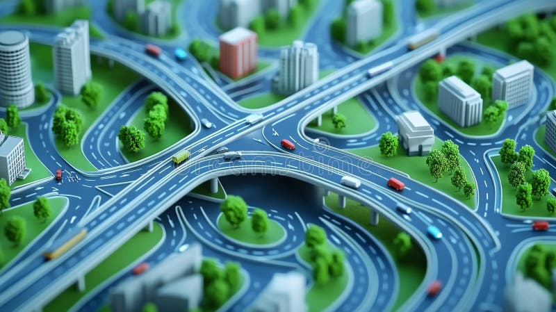 Complex City Highway Interchange Aerial View Transportation ...