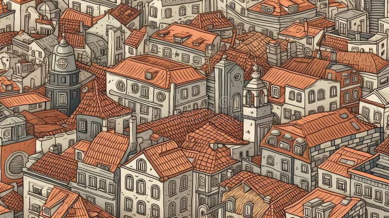 Complex Cityscape from a High Angle Perspective. Perfect for Posters ...