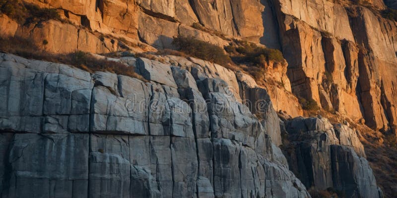 Complex Cliff Face with Cubic Rock Shapes and Contrasting Tones. Stock ...