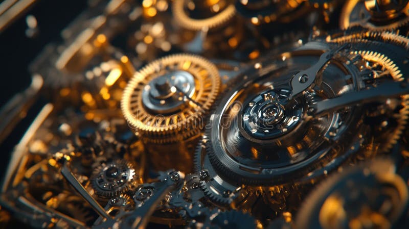 Complex Clockwork Mechanism with Interlocking Gears Rotating Smoothly ...