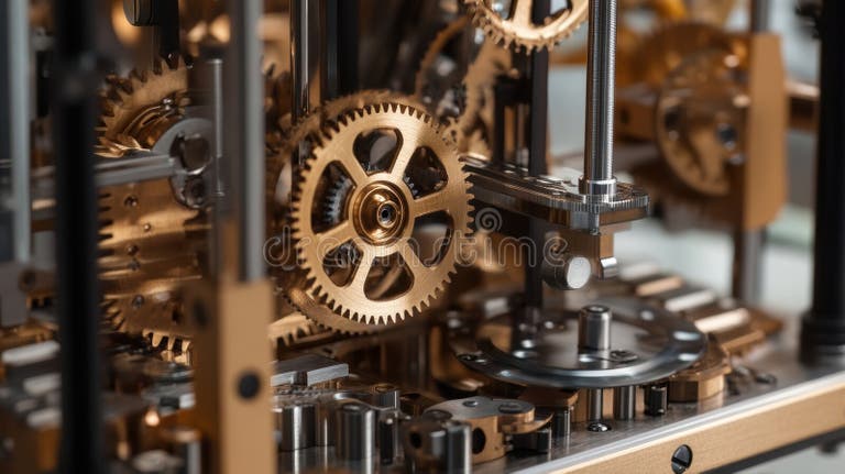 Complex Clockwork Mechanism with Interlocking Gears Rotating Smoothly ...