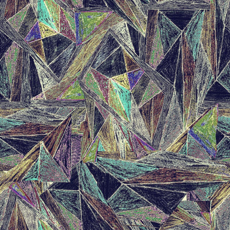Complex Colors Seamless Texture with Pencil Textured Triangle Forms ...