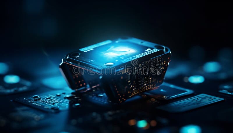 Complex Computer Chip Circuit Board Powers Futuristic Wireless ...